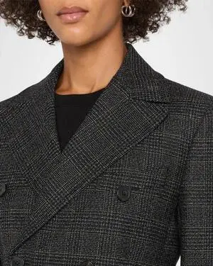 Max Mara Occhio Double-breasted Check Wool Blazer - Dark Grey