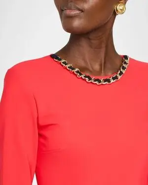Chiara Boni La Petite Robe Klara Chain-trim Bodycon Midi Dress - Geranium