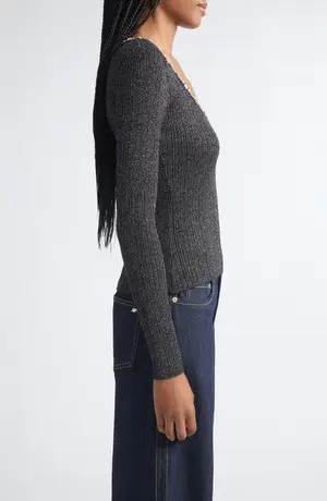 Cinq À Sept Aminta Embellished Metallic Pullover Sweater