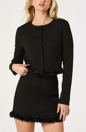 Astr The Label Claire Floral Trim Cropped Jacket