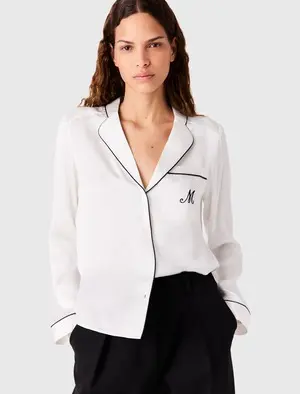 Maje Embroidered Silk Shirt