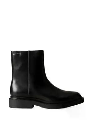 Calvin Klein Logo-plaque Leather Ankle Boots