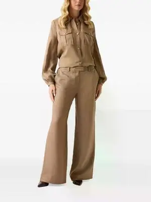 Guess Linen-blend Flare Pants - Neutrals