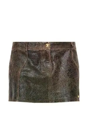 Amiri Cracked-leather Mini Skirt