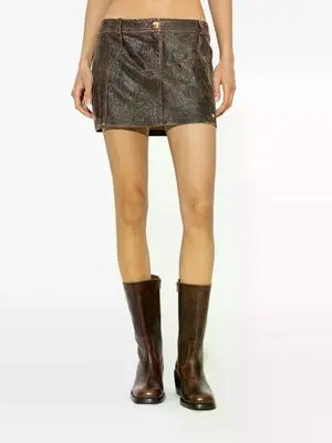 Amiri Cracked-leather Mini Skirt