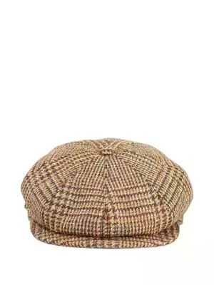 Tagliatore Check Virgin Wool Hat - Brown