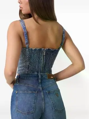 Guess Rhinestones Denim Corset