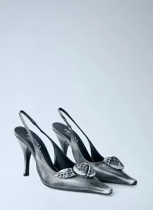 Prada Leather Slingback Pumps - Grey