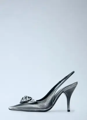 Prada Leather Slingback Pumps - Grey