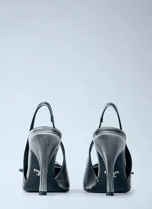 Prada Leather Slingback Pumps - Grey