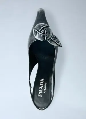 Prada Leather Slingback Pumps - Grey