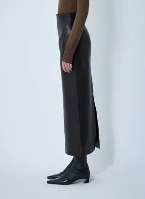 Khaite Loxley Leather Skirt