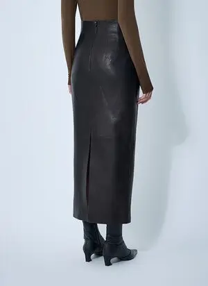 Khaite Loxley Leather Skirt