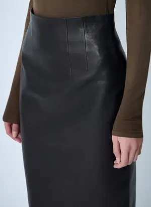 Khaite Loxley Leather Skirt