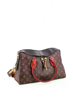 LOUIS VUITTON Tuileries Handbag Monogram Canvas With Leather Satchel - Brown