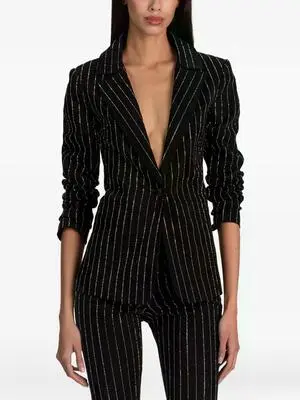 Alice + Olivia Macey Crystal-embellished Denim Blazer - Black
