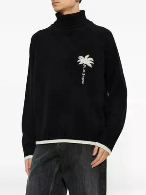 Palm Angels Embroidered-logo Turtleneck Sweater - Black