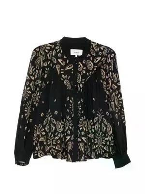 Ba&sh Brava Abstract-print Pleated Shirt - Black