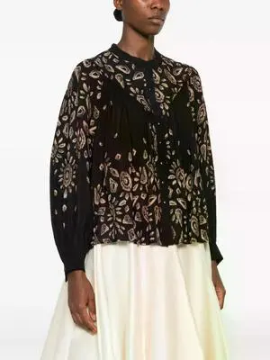 Ba&sh Brava Abstract-print Pleated Shirt