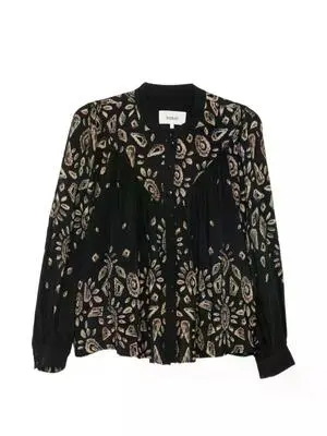 Ba&sh Brava Abstract-print Pleated Shirt - Black