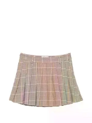 MC2 SAINT BARTH Tartan Pleated Mini Skirt - Neutrals