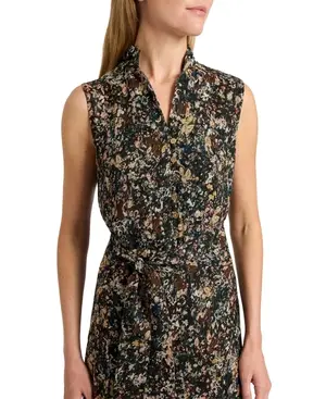 Santorelli Nirva Sleeveless Dress In Crepe Crinkle Georgette