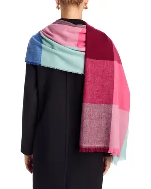 Echo Check Fringe Scarf - Multi