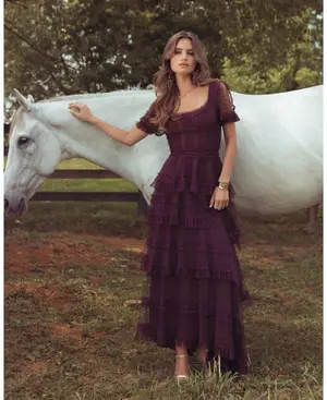 Mac Duggal Tiered Ruffle High Low Gown