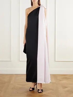 Bernadette Ross Two-tone One-shoulder Satin Gown