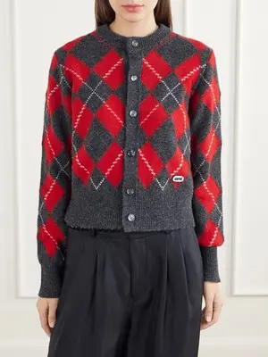 AMI Paris Argyle Wool Cardigan