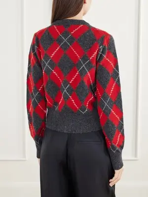 AMI Paris Argyle Wool Cardigan