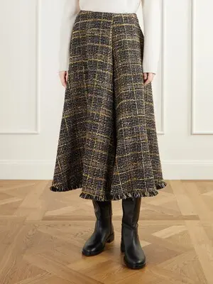 Altuzarra Varda Fringe-trimmed Tweed Midi Skirt