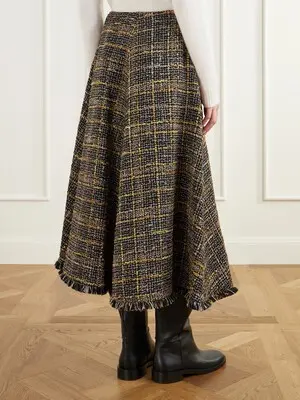 Altuzarra Varda Fringe-trimmed Tweed Midi Skirt