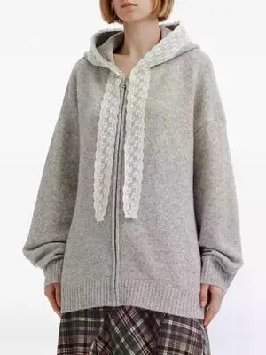 B+AB Lace-trim Zip-up Hoodie