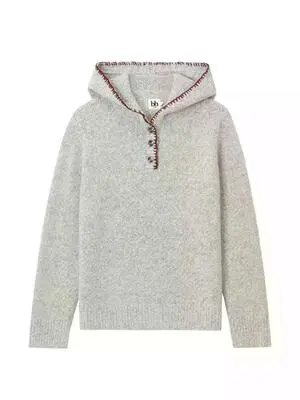 B+AB Whipstitch-trim Hooded Sweater - Grey