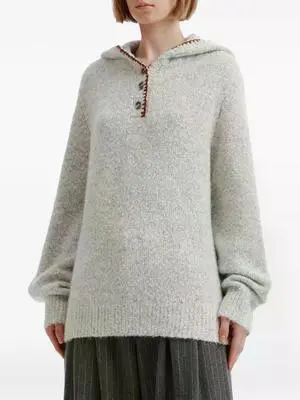 B+AB Whipstitch-trim Hooded Sweater