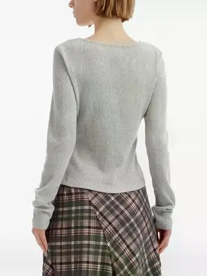 B+AB Ribbed-knit Bow-detail T-shirt