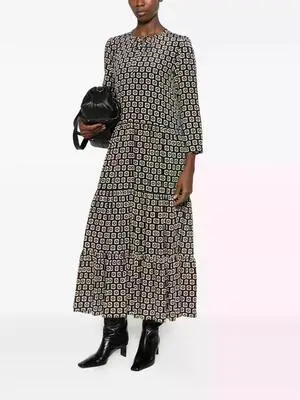 Max Mara Geometric-print Tiered Dress