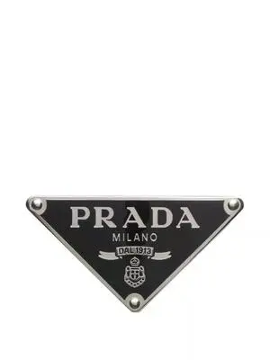 Prada Enameled-metal Belt Buckle Custom Belts - Black