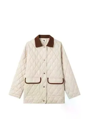 B+AB Quilted Corduroy-collar Jacket - Neutrals