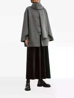 B+AB Scarf-detail Button-up Coat - Grey