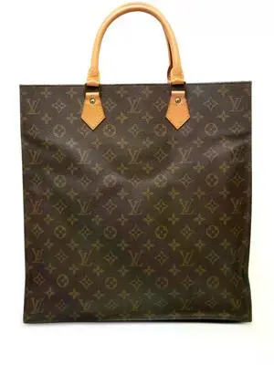 LOUIS VUITTON 2003 Monogram Sac Plat Tote Bag - Brown