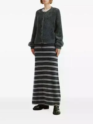 B+AB Horizontal-stripe A-line Maxi Skirt Set