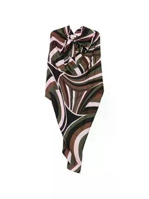 Emilio Pucci Iride-print Asymmetric Midi Dress - Brown