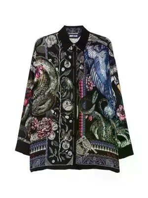 Just Cavalli Animal-print Long-sleeve Shirt - Black
