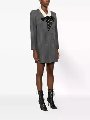 Valentino Garavani Pinstripe-pattern Polka-dot Bow Mini Dress