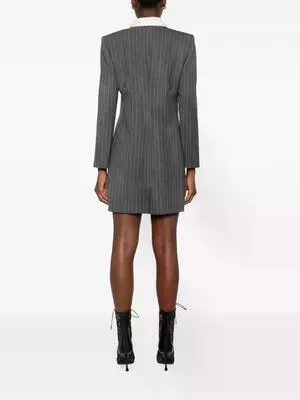 Valentino Garavani Pinstripe-pattern Polka-dot Bow Mini Dress