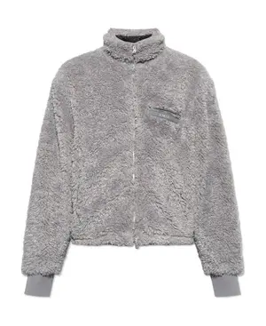 Amiri Logo-print Faux-fur Jacket - Gray