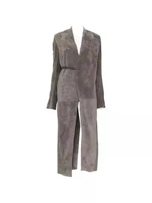Rick Owens Suede Wrap-style Coat - Grey