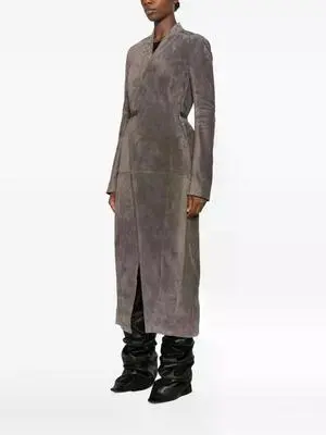 Rick Owens Suede Wrap-style Coat - Grey